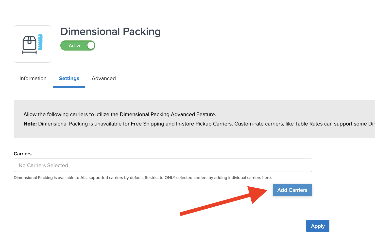 How to set up Dimensional Packing